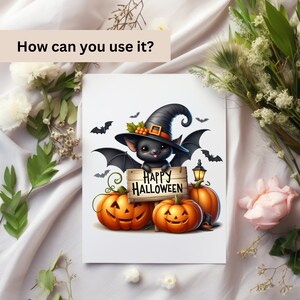 Happy Halloween Bat Clipart, 15 High Quality PNG Bundle, Vintage ...
