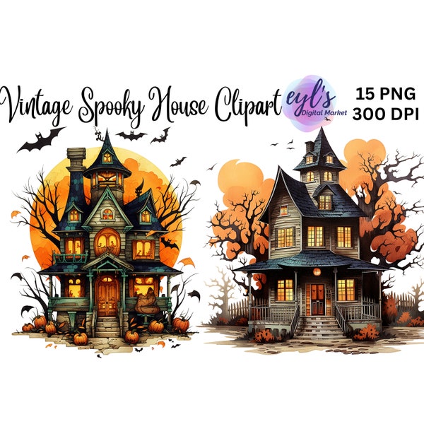 Halloween Pumpkin House Clipart - Etsy