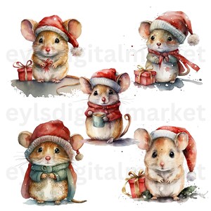 Watercolor Cute Mouse Clipart, 6 High Quality PNG Bundle, Mice With ...