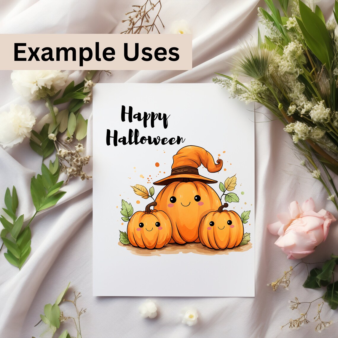 Watercolor Scary Halloween Pumpkin Clipart, 40 High Quality PNG Bundle ...