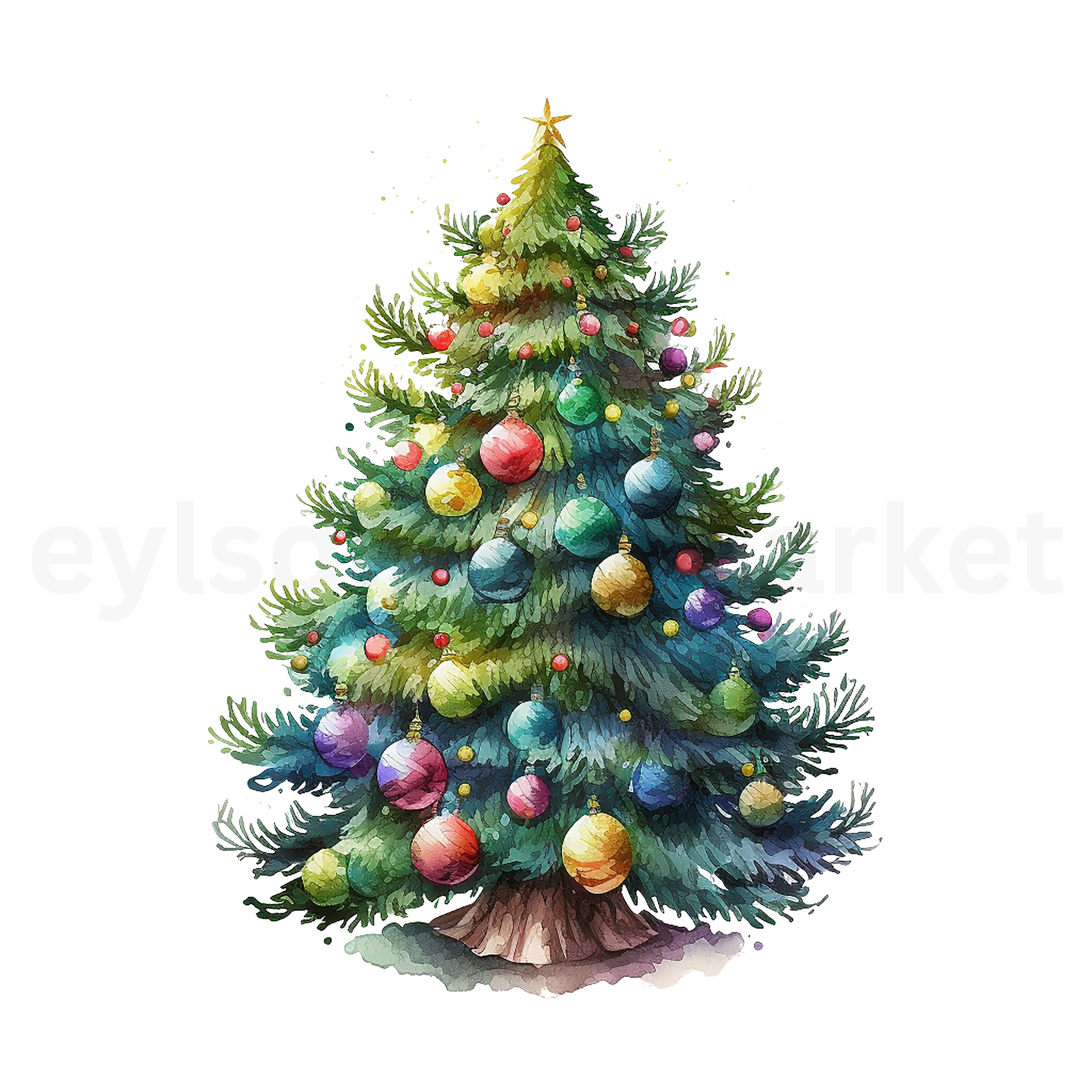 20 Watercolor Christmas Tree Clipart, Christmas Clipart, Winter Clipart ...