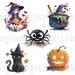 25 Watercolor Halloween Cute Clipart, Vampire Bat Witch Pumpkin Clipart ...