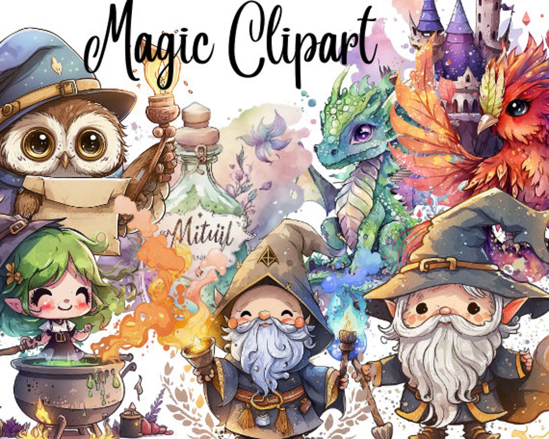 Magic School Clipart, Wizard Witch Clipart, Dragon Phoenix Clipart ...