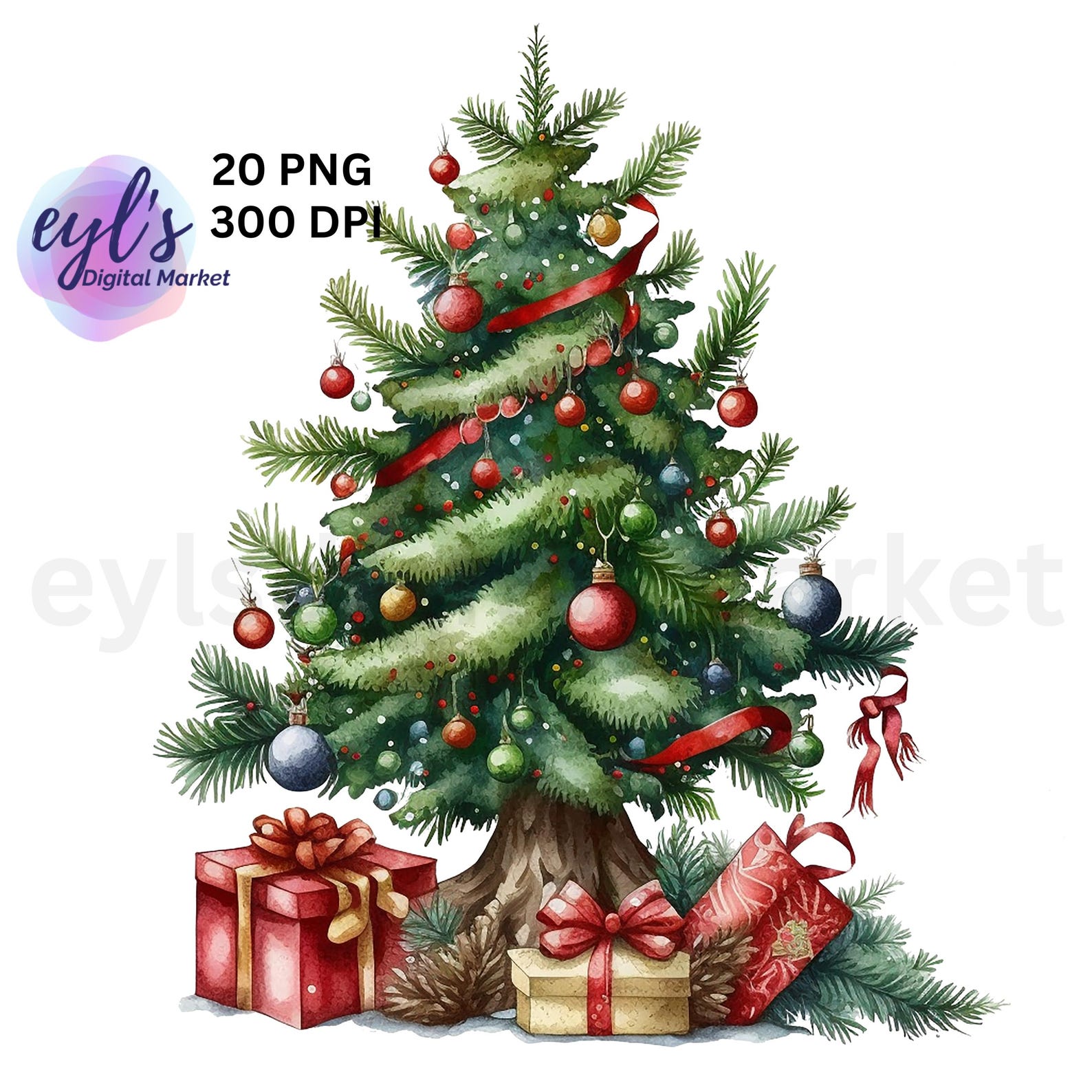 20 Watercolor Christmas Tree Clipart, Christmas Clipart, Winter Clipart ...