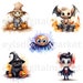 35 Watercolor Halloween Cute Cartoon Characters Clipart, Witch Ghost ...