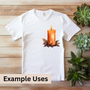 Watercolor Halloween Candle Clipart, 20 High Quality PNG Bundle, Autumn ...