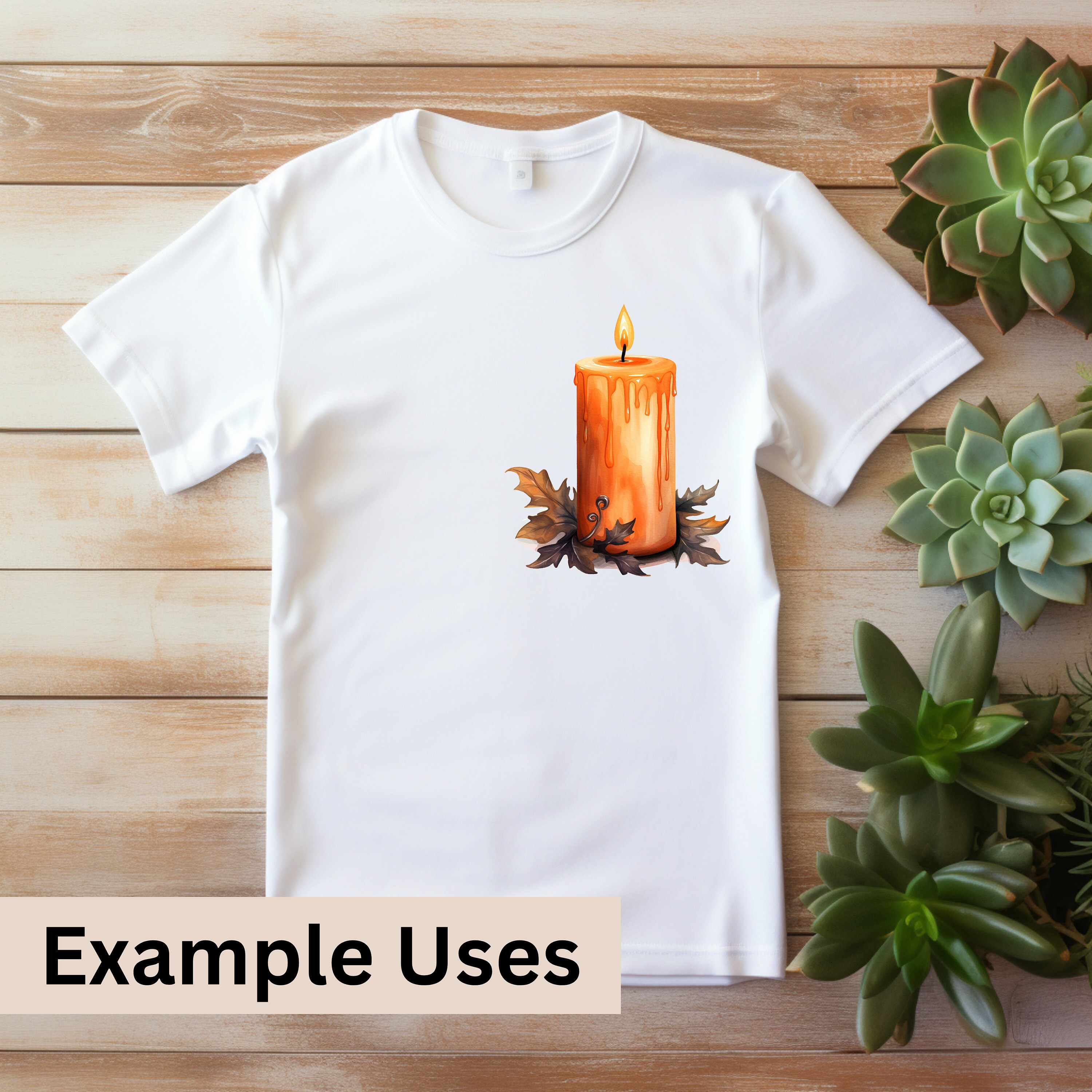 Watercolor Halloween Candle Clipart, 20 High Quality PNG Bundle, Autumn ...
