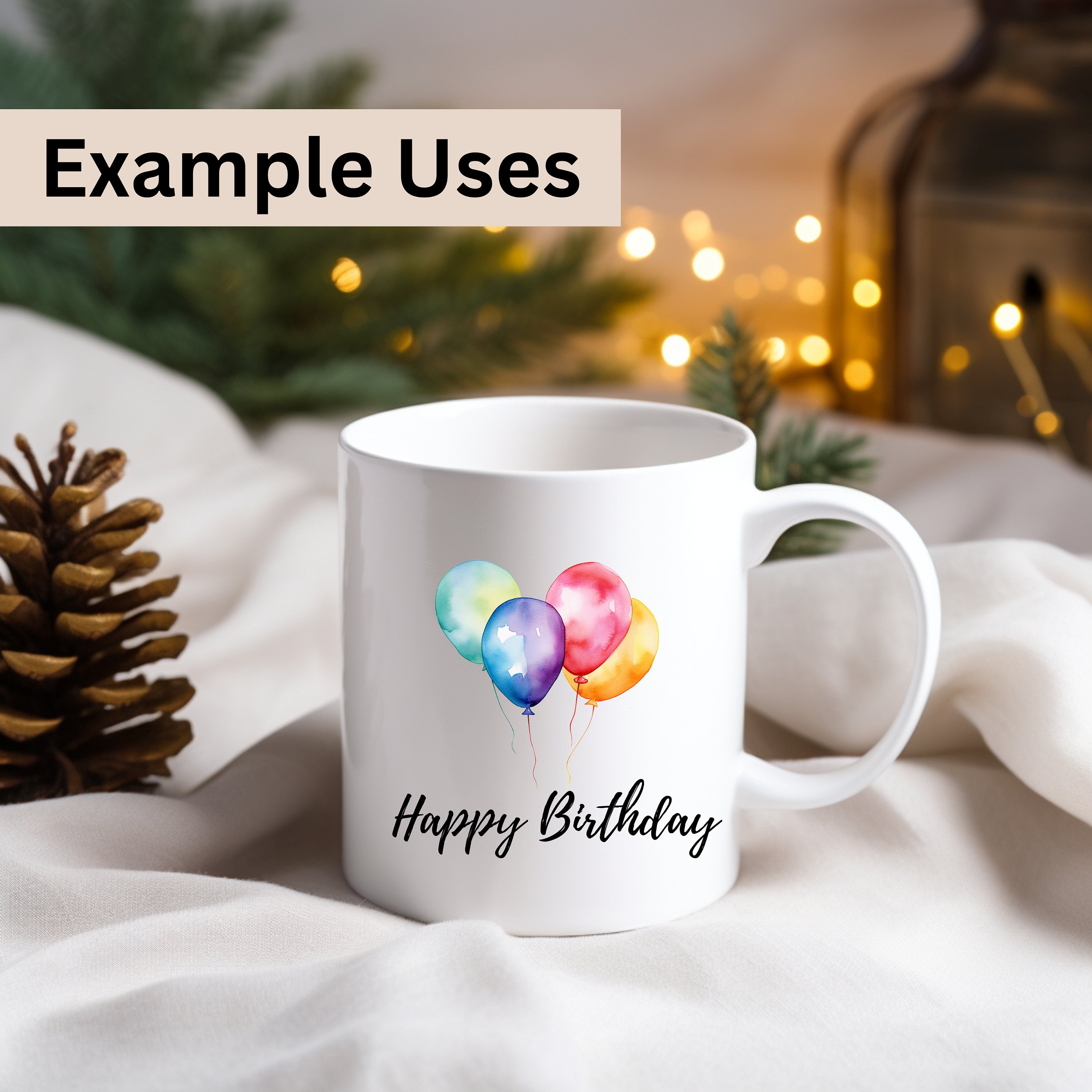 10 Watercolor Balloons Clipart, Party Birthday PNG, Colorful Clip Art ...