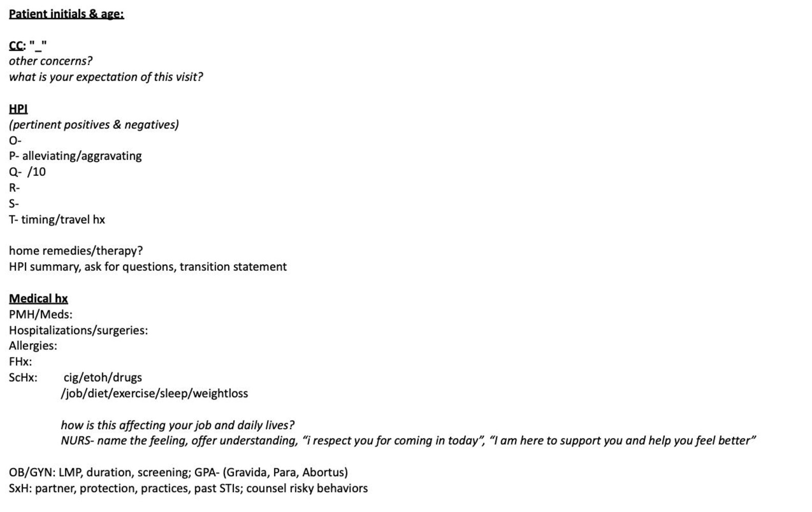 Comprehensive OSCE Script – Patient Encounter With Differential ...