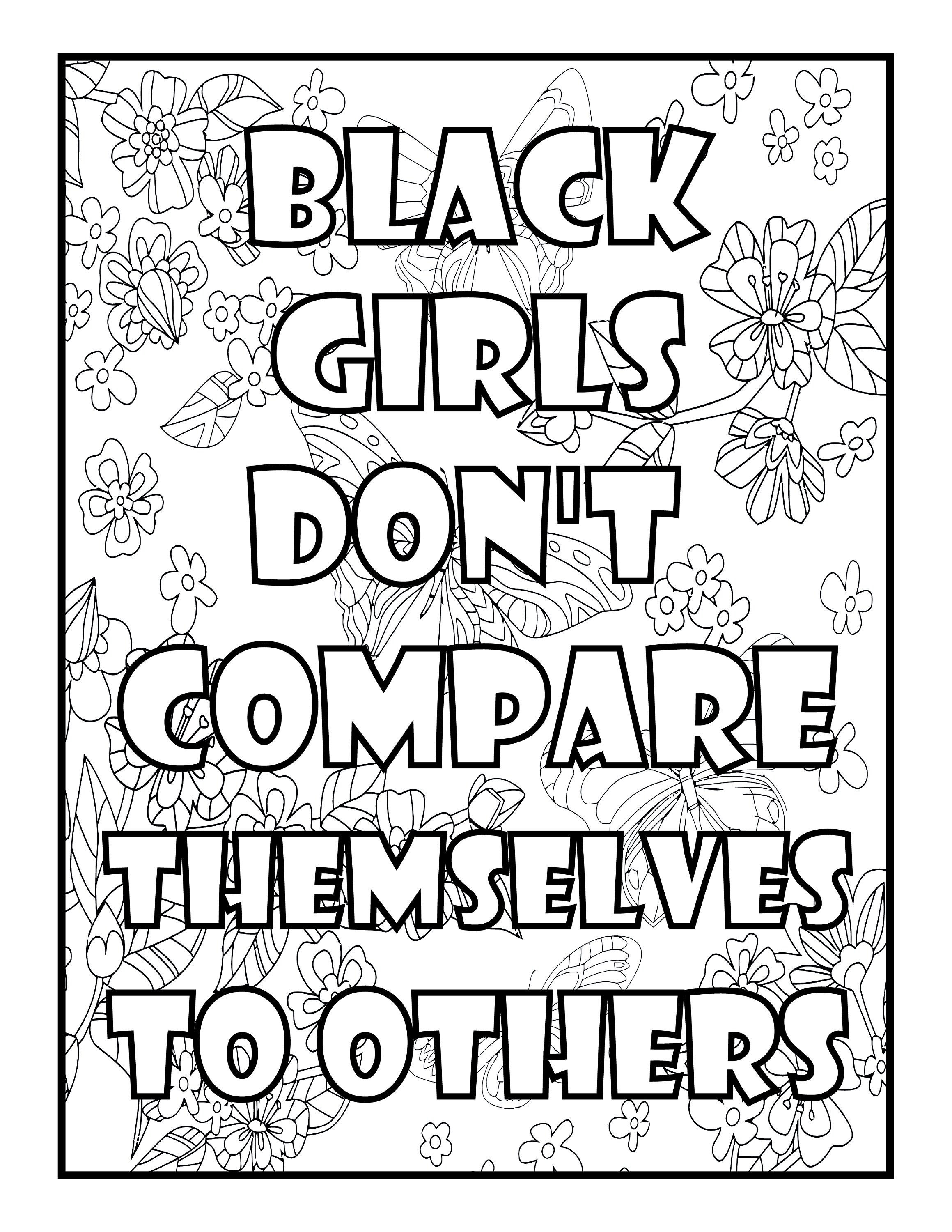Black Girl Coloring Pages Empowerment Quotes - INSTANT DOWNLOAD! - Etsy