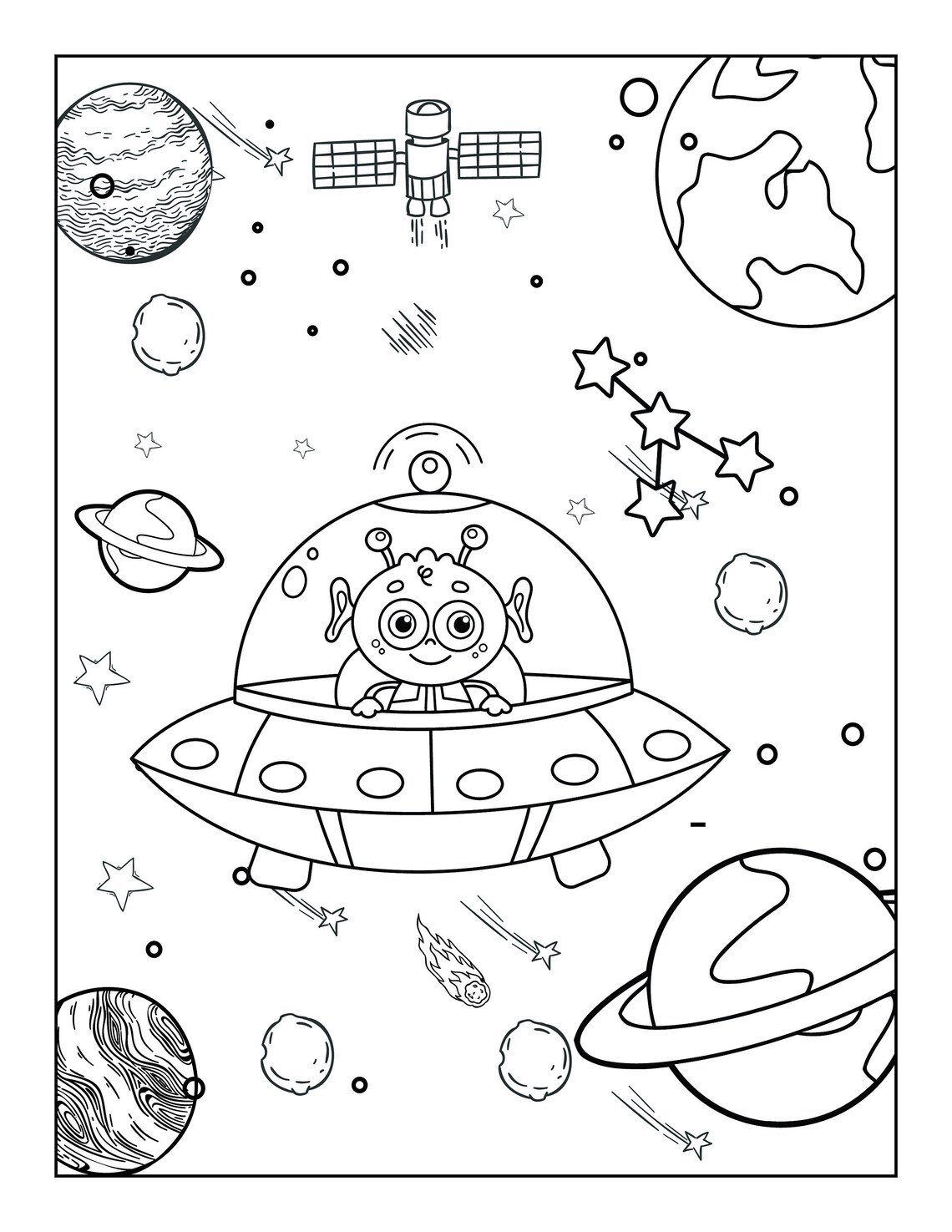 Outer Space and Astronaut Coloring Pages INSTANT DOWNLOAD - Etsy