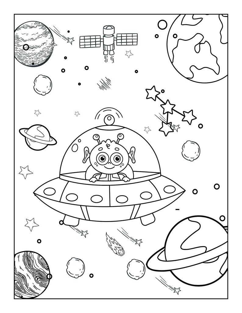 Outer Space and Astronaut Coloring Pages - INSTANT DOWNLOAD! - Etsy