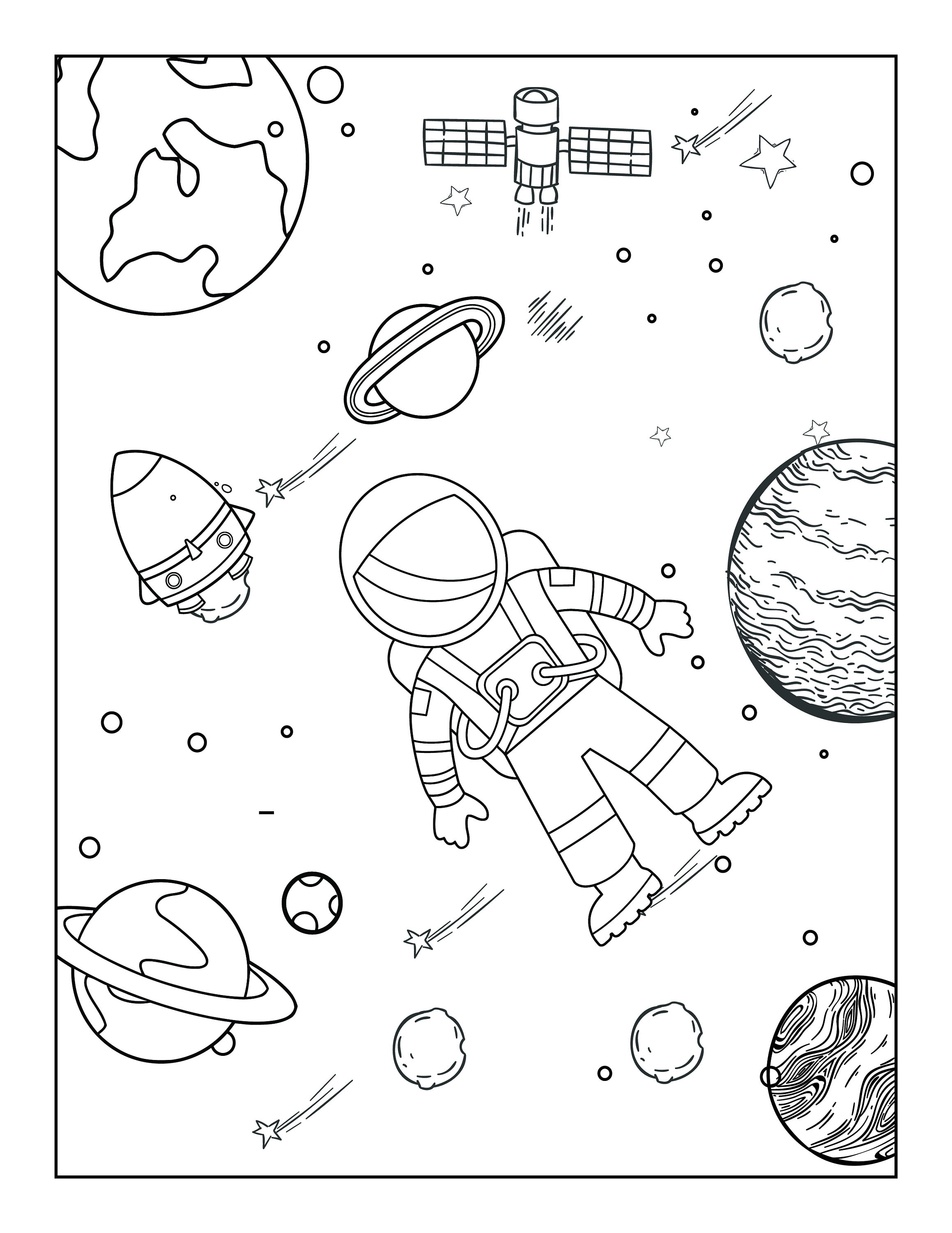 Outer Space and Astronaut Coloring Pages - INSTANT DOWNLOAD! - Etsy