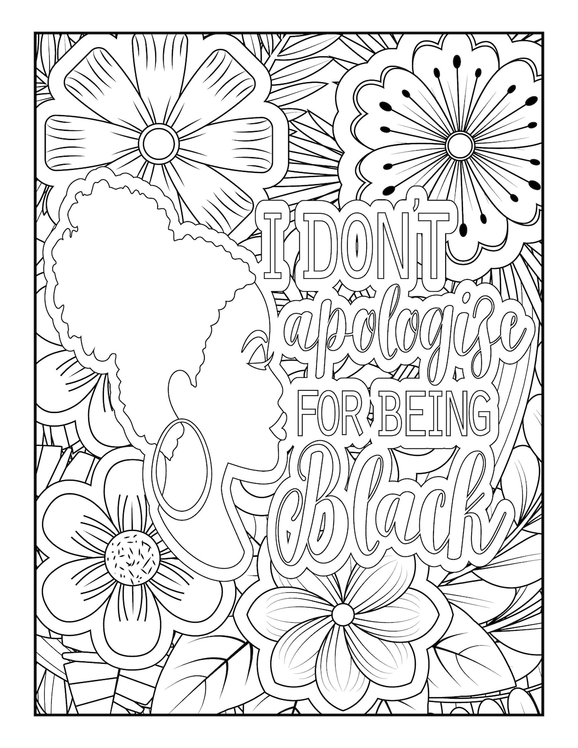 Black Girl Coloring Pages Inspirational Quotes - INSTANT DOWNLOAD! - Etsy