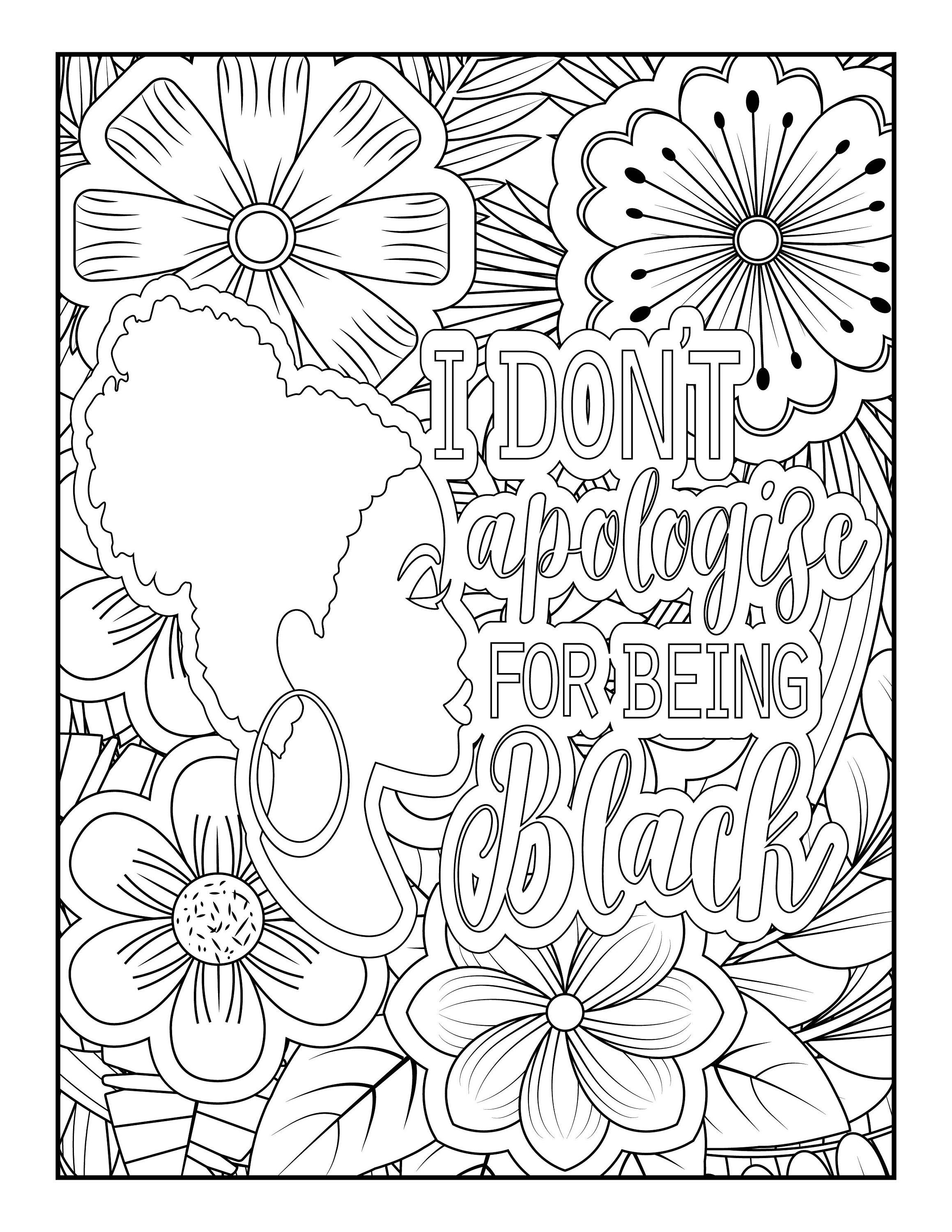 Black Girl Coloring Pages Inspirational Quotes - INSTANT DOWNLOAD! - Etsy