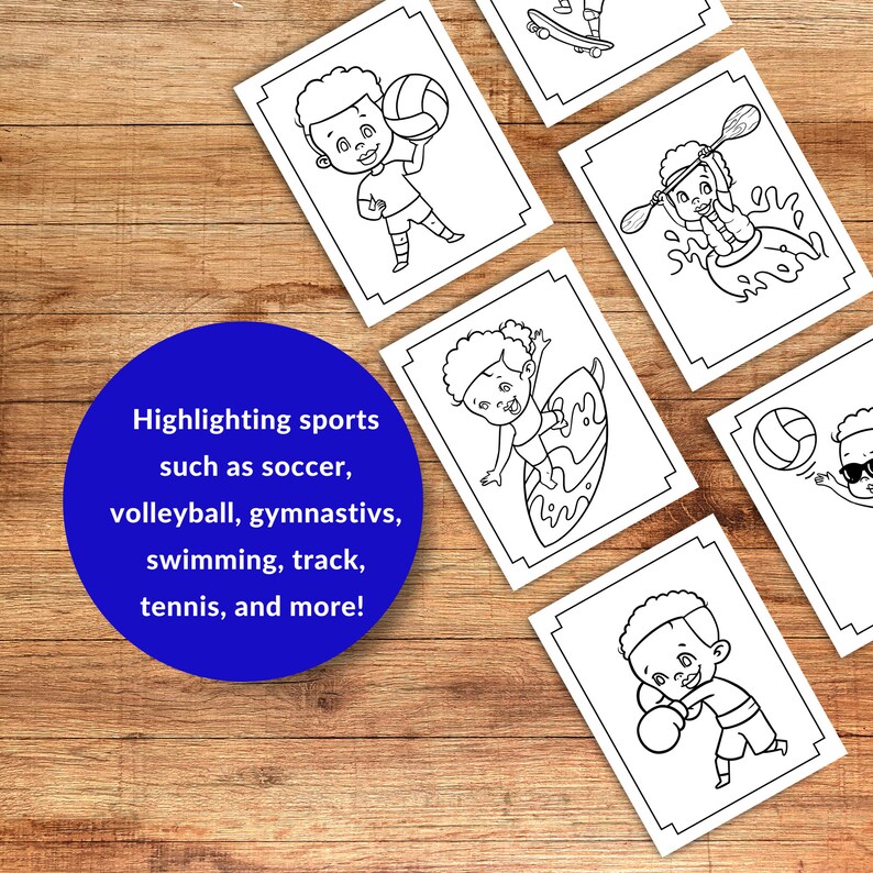Black Kid Sports All-stars Coloring Pages: INSTANT DOWNLOAD - Etsy