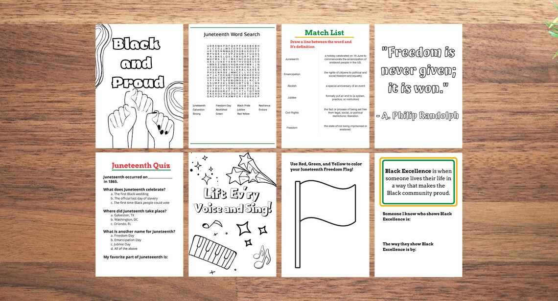 Juneteenth Coloring Book - Activity Pages for Kids INSTANT DOWNLOAD - Etsy