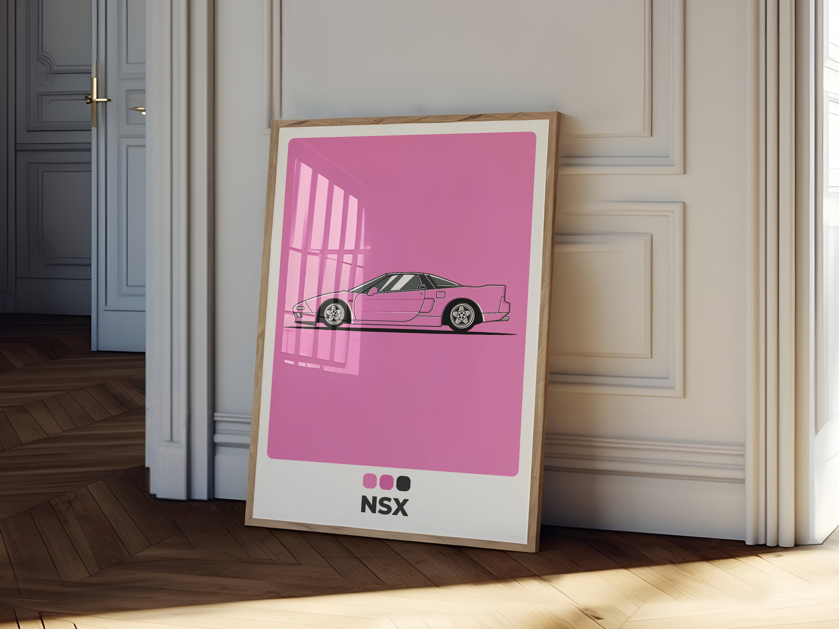 Honda NSX Poster, Acura Nsx Wall Art, Pink JDM Automotive Poster ...