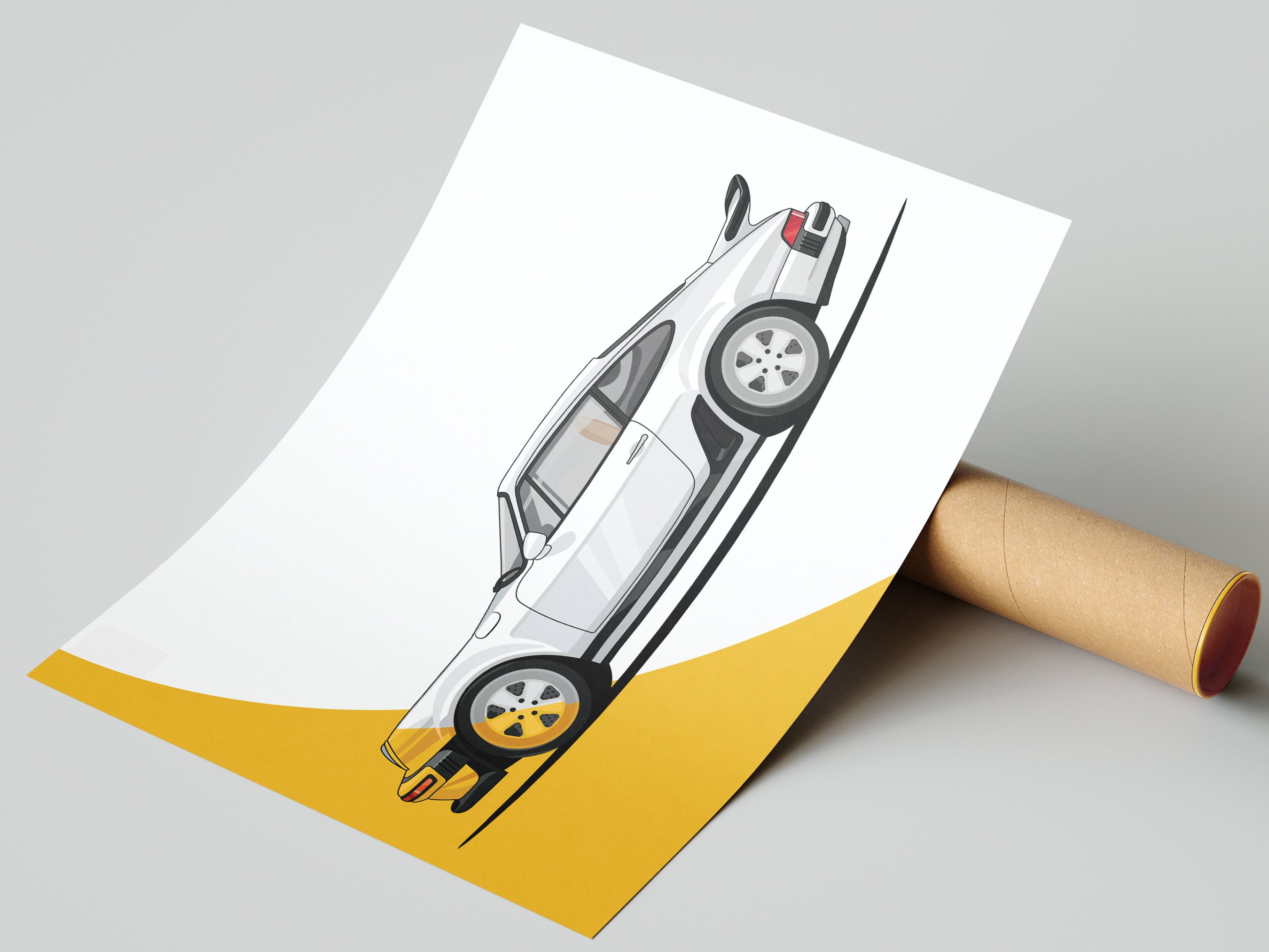 911 Singer 964 Turbo Illustration Poster Sports Car Poster, Automotive ...