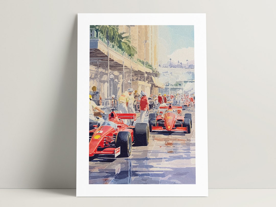 Vintage Monaco Grand Prix Illustration Poster, F1 Pit Stop Poster ...