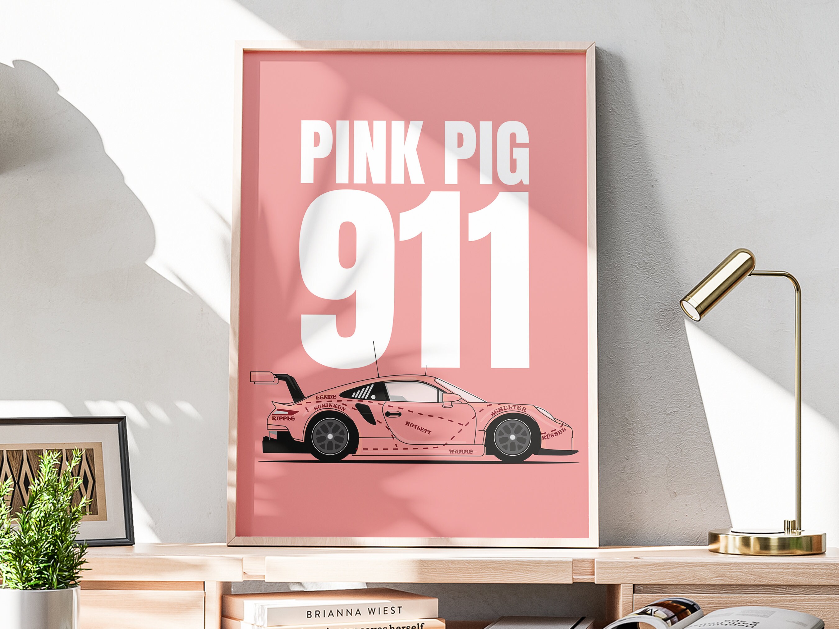 Pink Pig 911 Car Poster Pink Sports Car Poster 911 Wall Art - Etsy