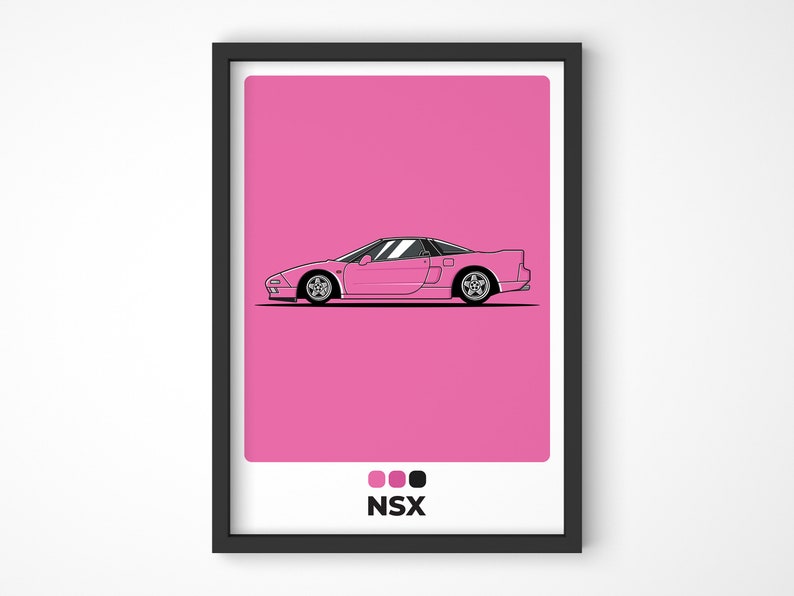 Honda NSX Poster, Acura Nsx Wall Art, Pink JDM Automotive Poster ...