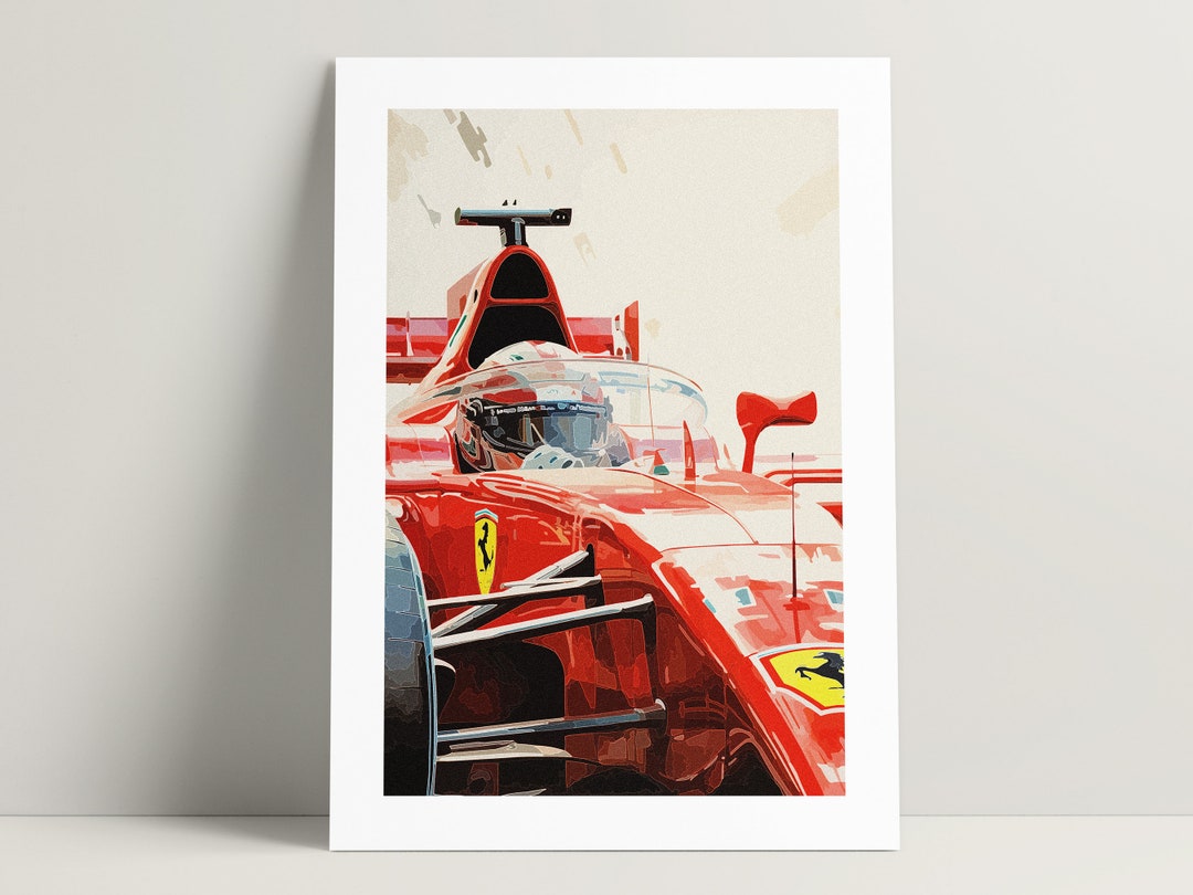 Formula 1 Ferrari Watercolor Illustration, F1 Ferrari Art Poster ...