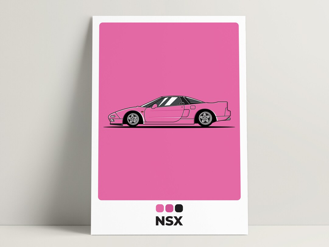 Honda NSX Poster, Acura Nsx Wall Art, Pink JDM Automotive Poster ...