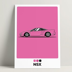 Honda NSX Poster, Acura Nsx Wall Art, Pink JDM Automotive Poster ...