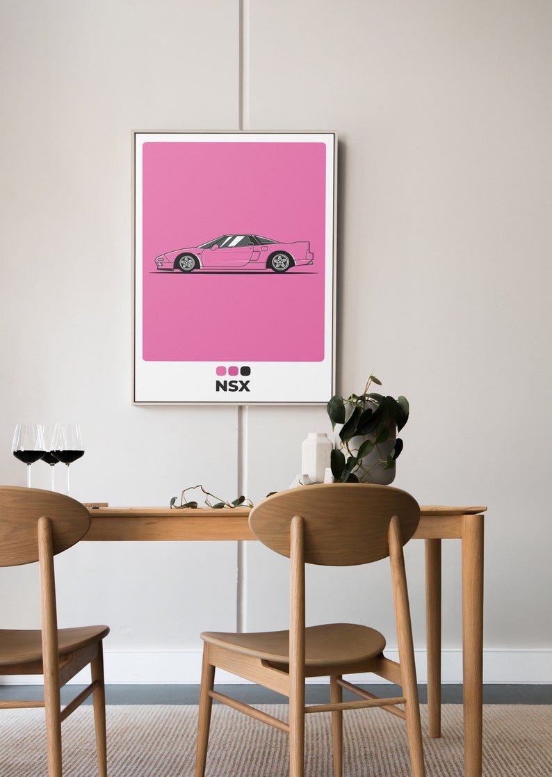 Honda NSX Poster, Acura Nsx Wall Art, Pink JDM Automotive Poster ...