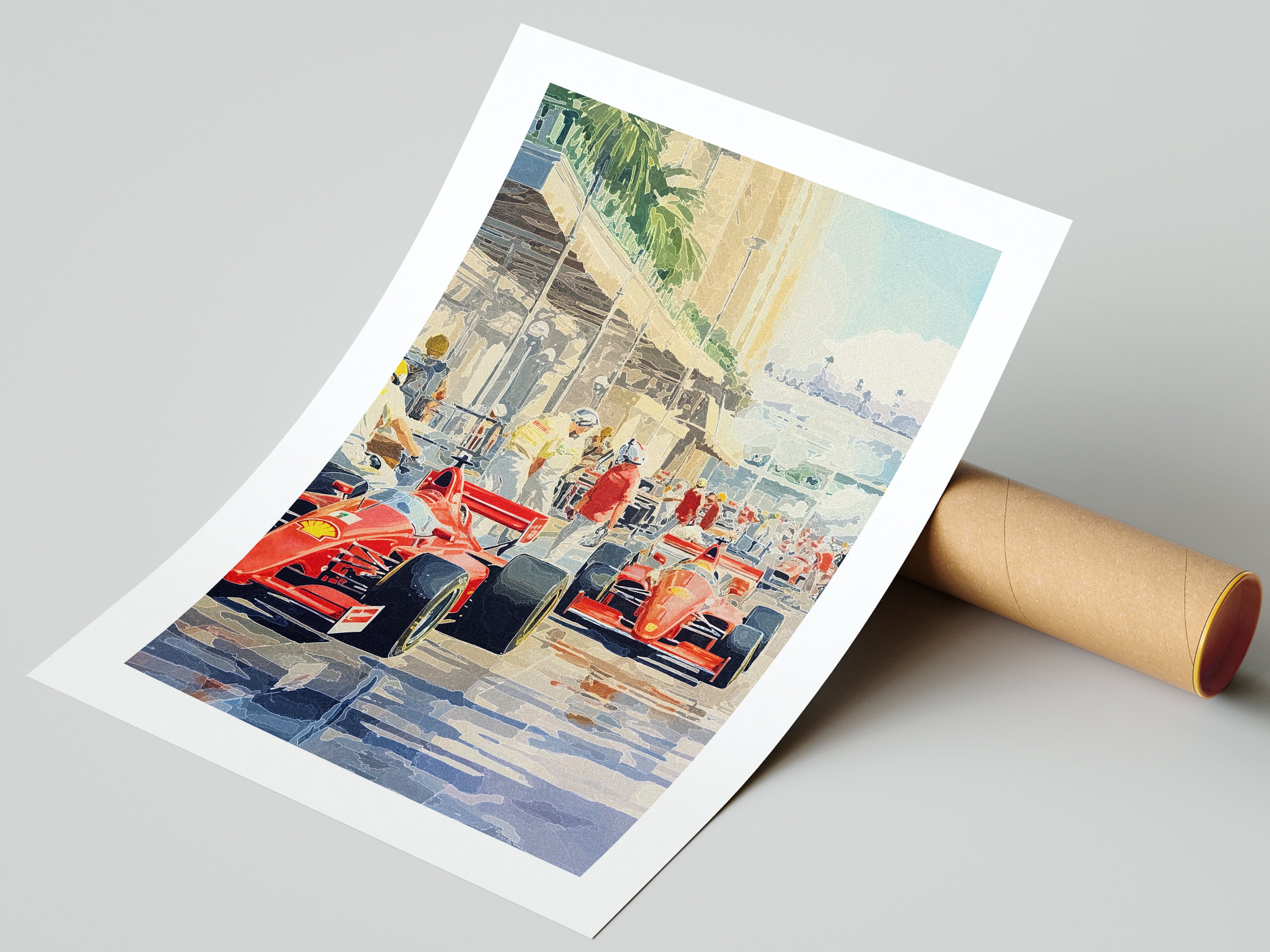 Vintage Monaco Grand Prix Illustration Poster, F1 Pit Stop Poster ...