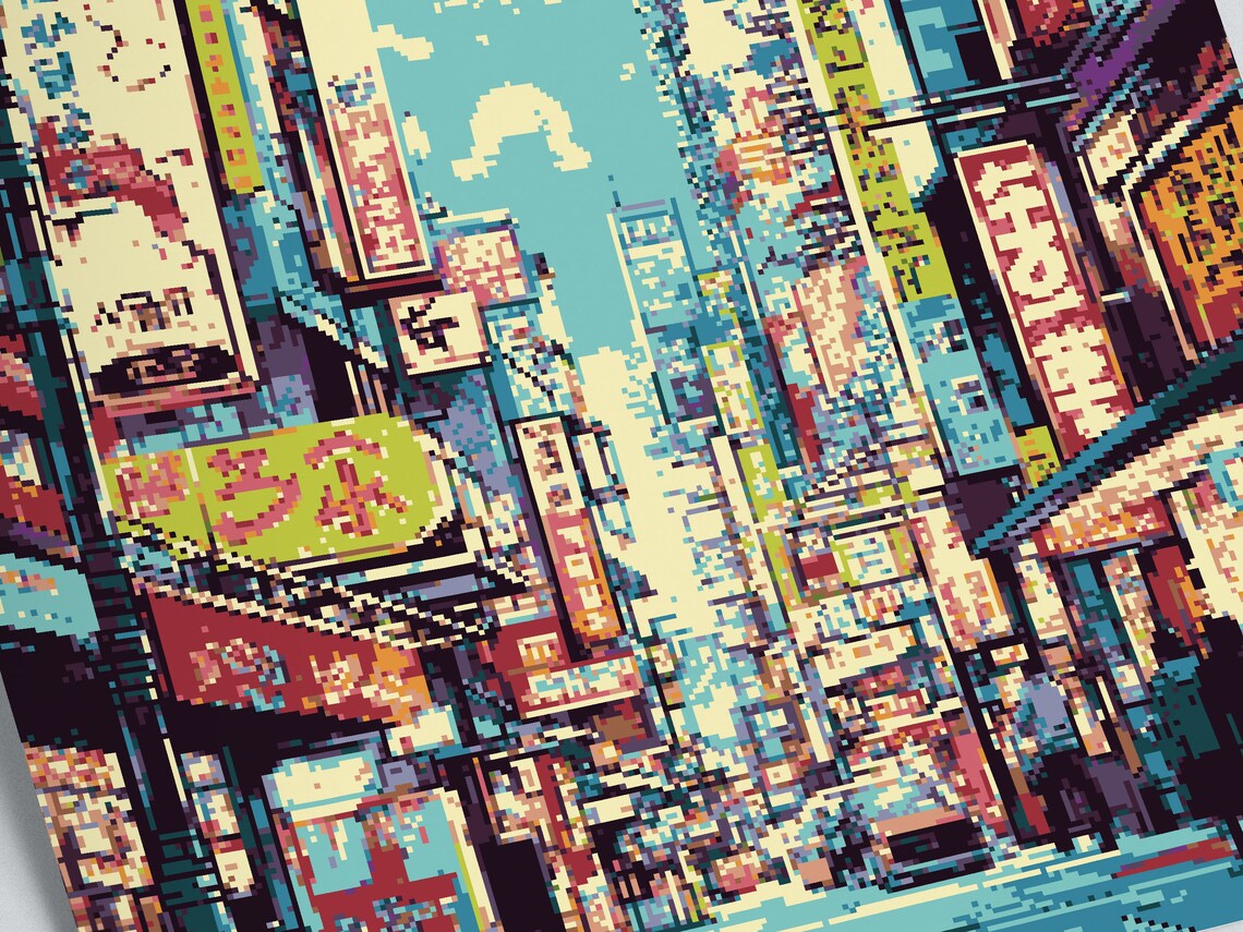 Tokyo Pixel Art Poster, Japanese Pixel Art Poster, Gaming Room Poster ...