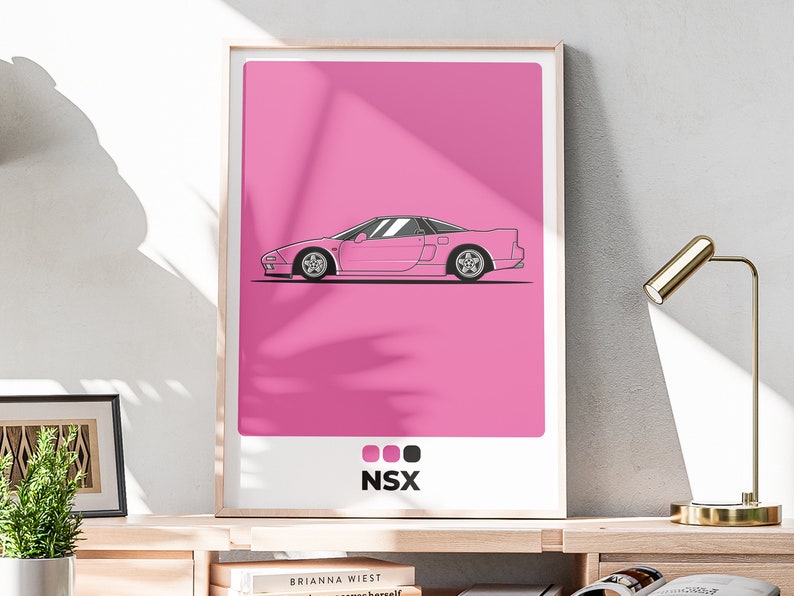 Honda NSX Poster, Acura Nsx Wall Art, Pink JDM Automotive Poster ...