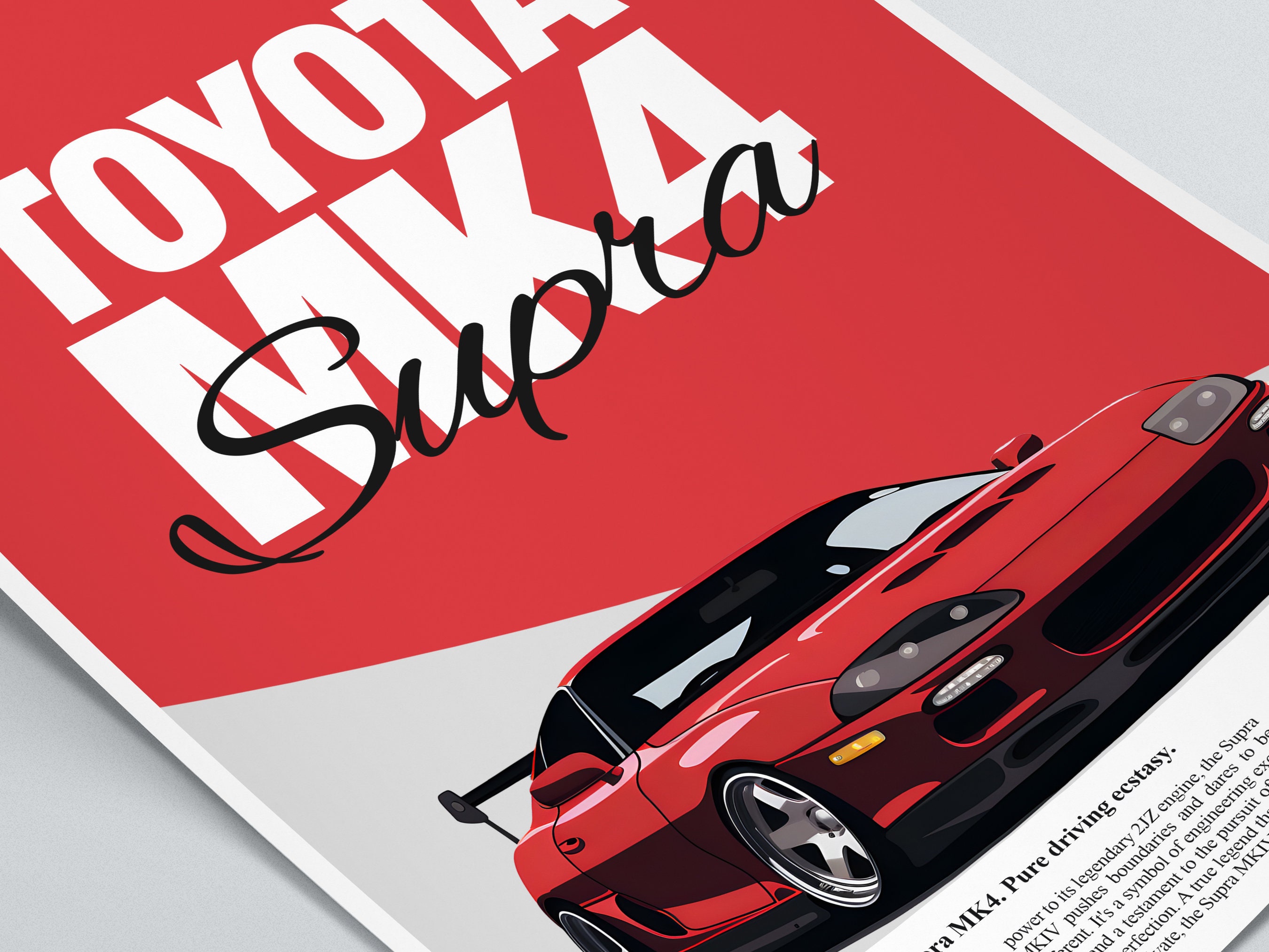 Toyota Supra Poster, Supra MK4, Supra MKIV Wall Decor, JDM Car Poster ...