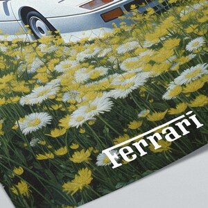 Ferrari Testarossa Poster, Vintage Ferrari Poster, White Ferrari Art ...