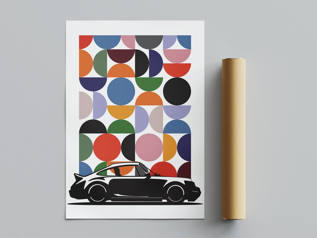 911 X Bauhaus Poster, Sports Car Wall Art, Colorful Automotive Artwork ...