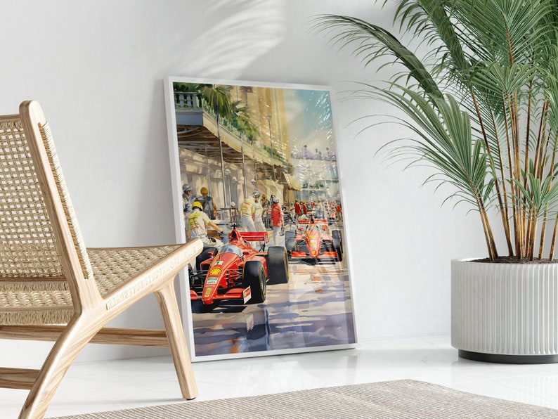Vintage Ferrari F1 Monaco Grand Prix Poster, Retro Ferrari Formula 1 ...