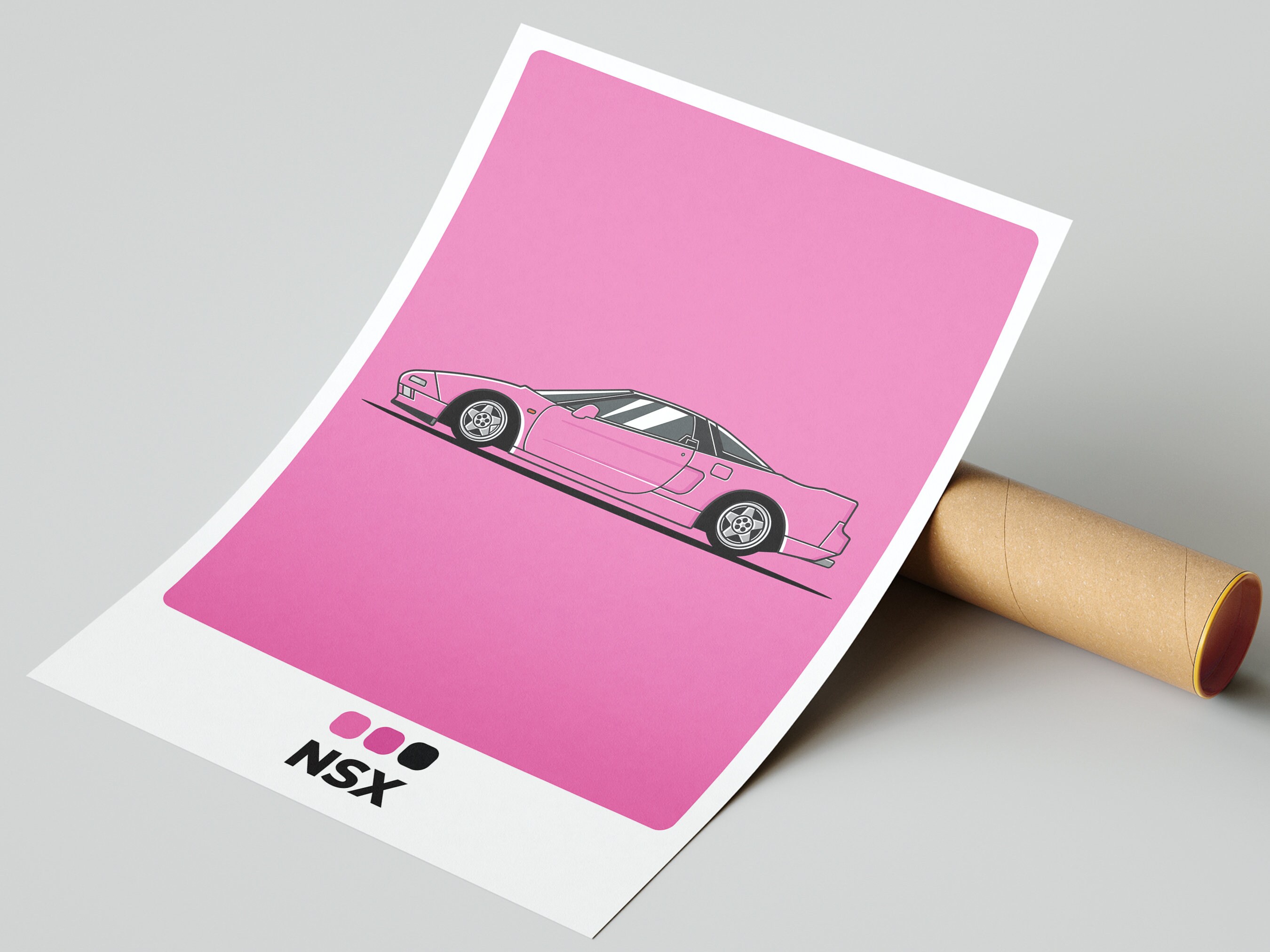 Honda NSX Poster, Acura Nsx Wall Art, Pink JDM Automotive Poster ...