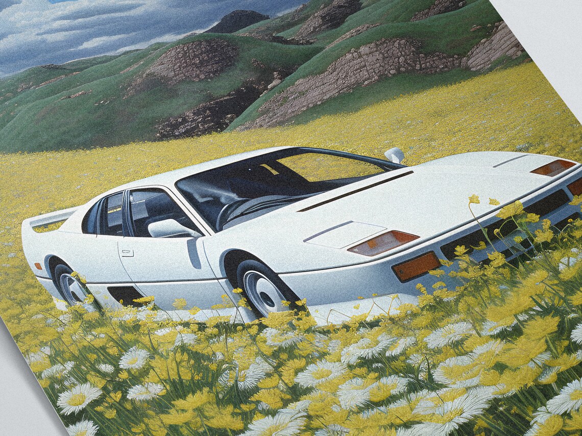 Ferrari Testarossa Poster, Vintage Ferrari Poster, White Ferrari Art ...