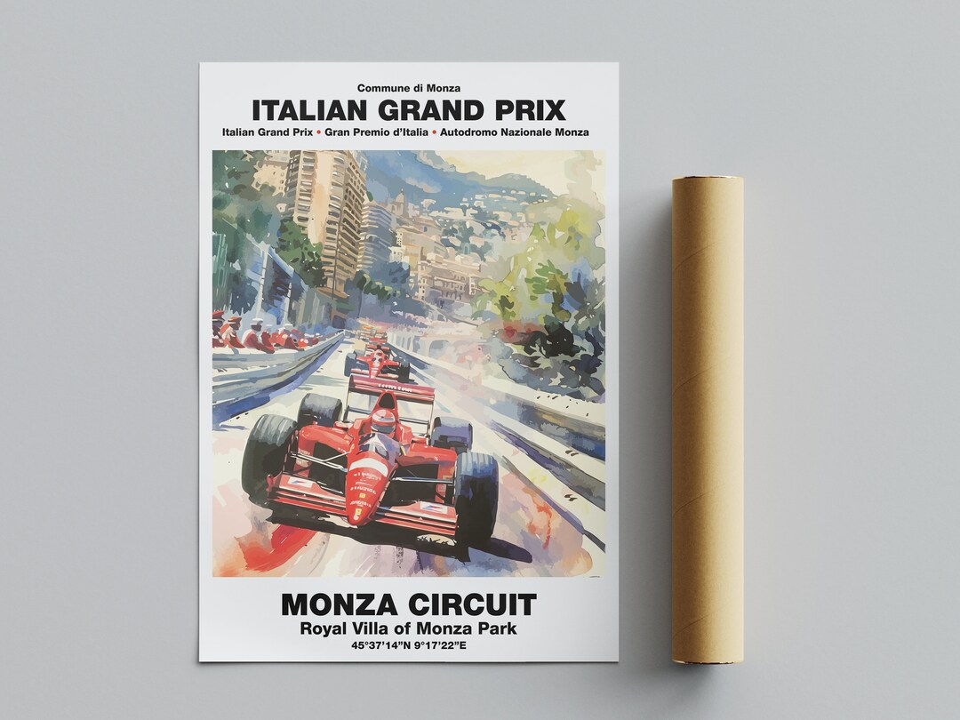 Monza Circuit Poster, Italian Prix Poster, F1 Racetrack Poster, Formula ...