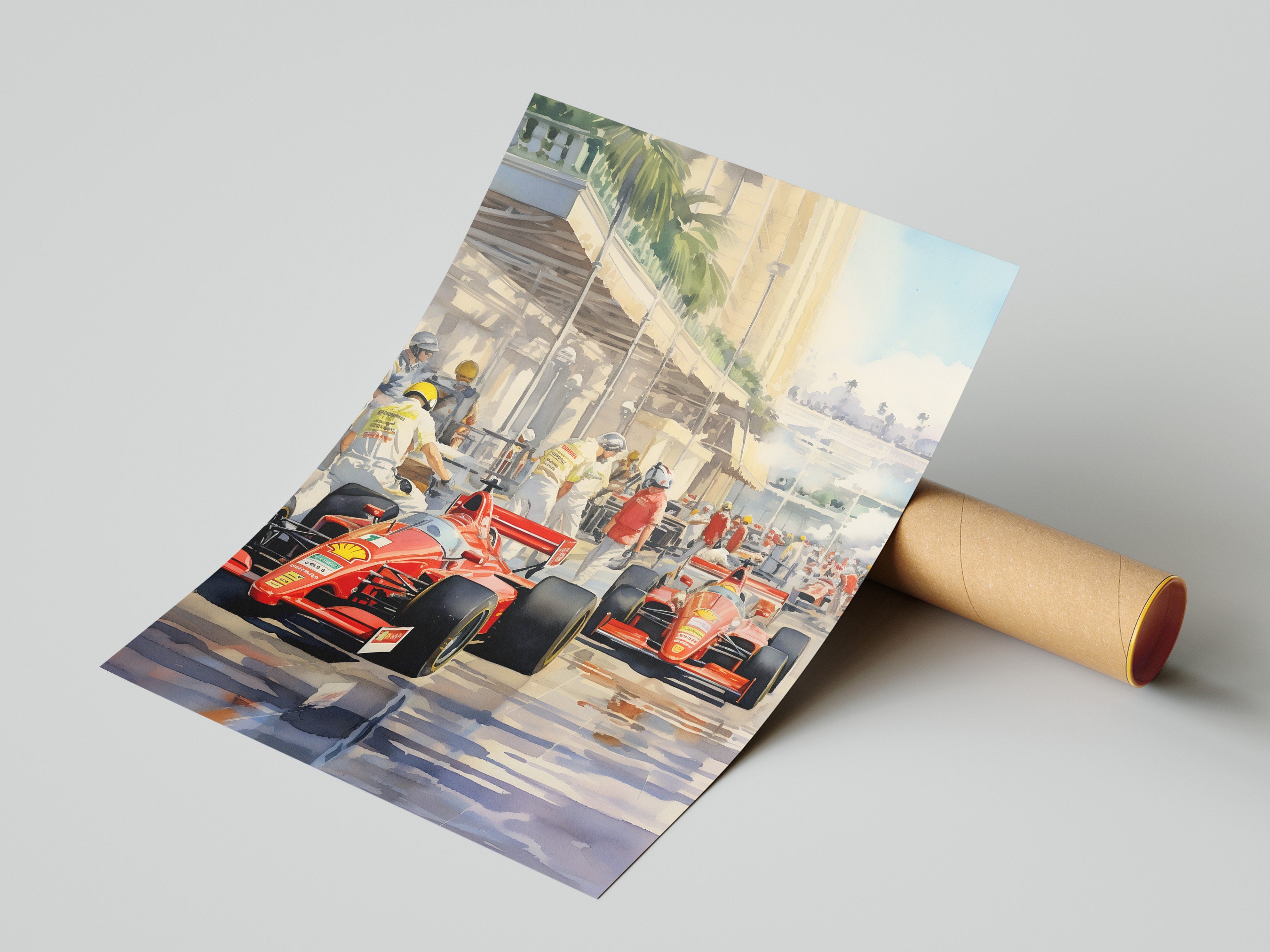 Vintage Ferrari F1 Monaco Grand Prix Poster, Retro Ferrari Formula 1 ...
