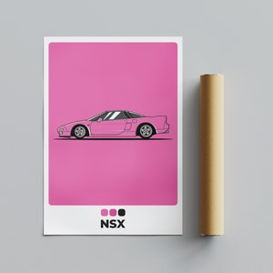 Honda NSX Poster, Acura Nsx Wall Art, Pink JDM Automotive Poster ...