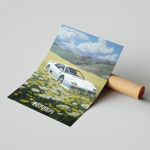 Ferrari Testarossa Poster, Vintage Ferrari Poster, White Ferrari Art ...