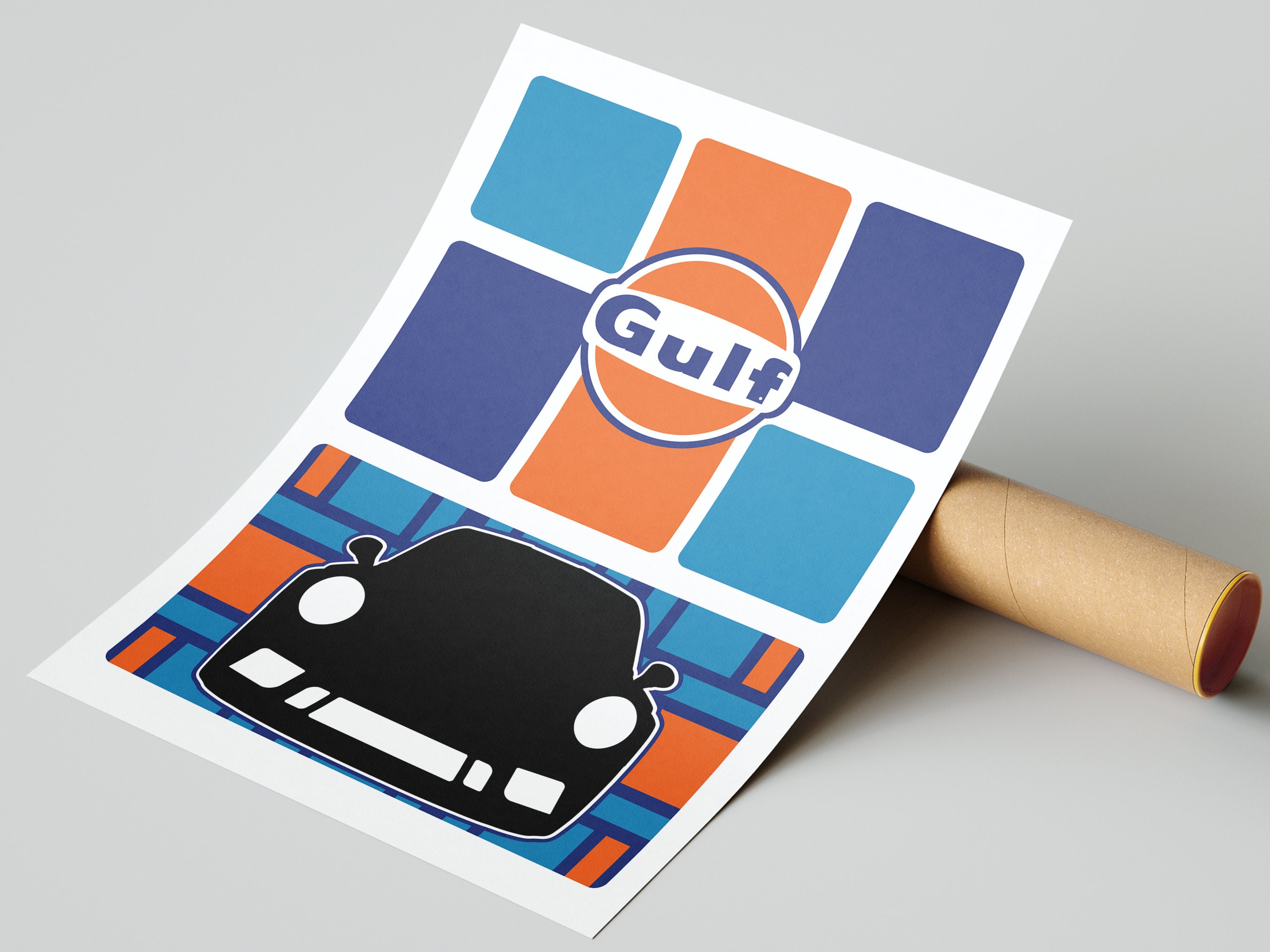 911 RSR Gulf Racing Team Poster, Minimalist Sports Car Decor, Porsche ...