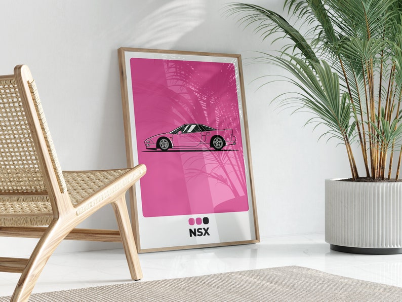 Honda NSX Poster, Acura Nsx Wall Art, Pink JDM Automotive Poster ...