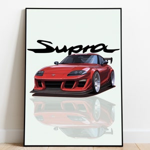 Toyota Supra Poster, Supra MK4 Wall Art, JDM Car Poster, Classic Car ...