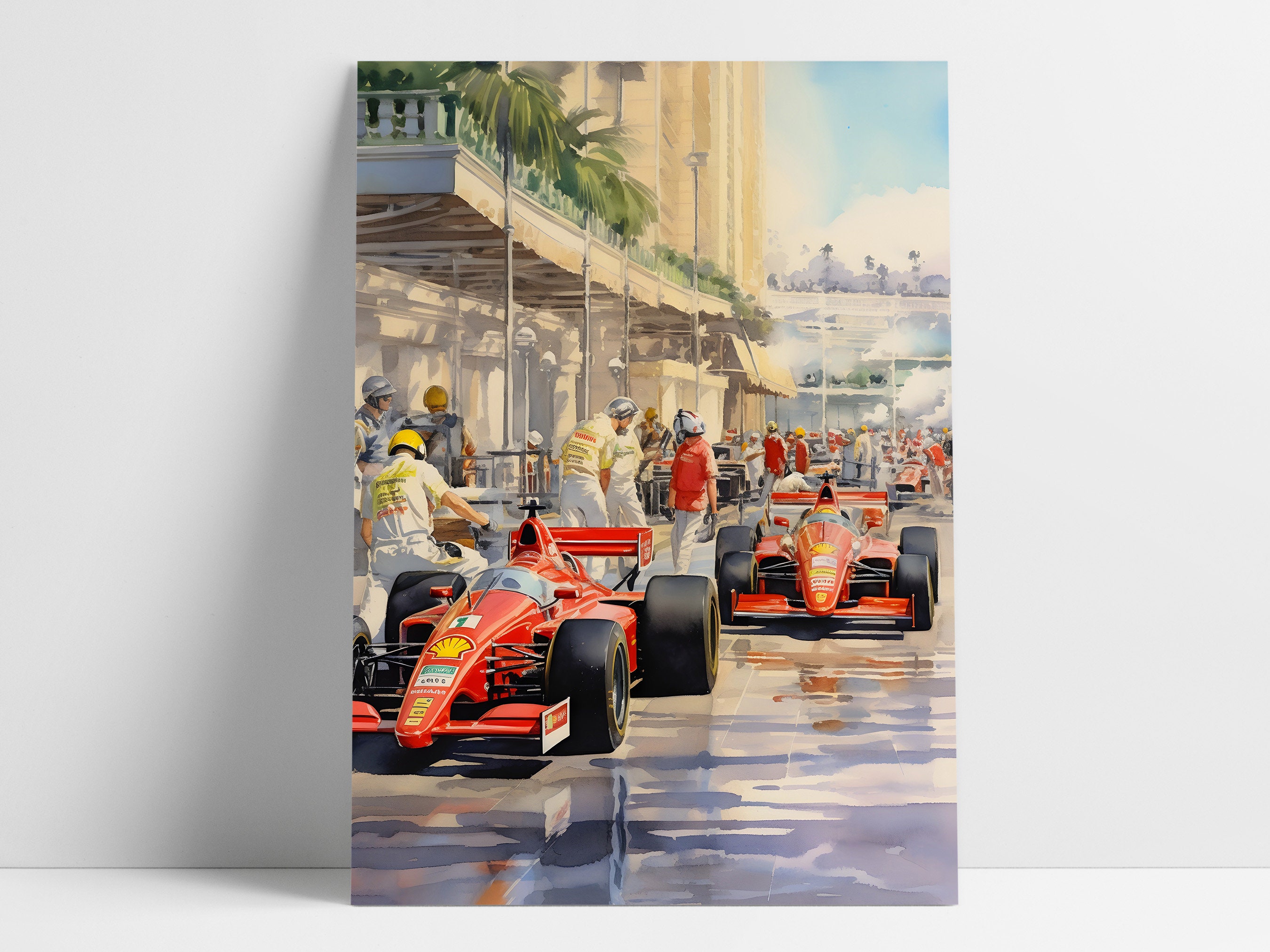 Vintage Ferrari F1 Monaco Grand Prix Poster, Retro Ferrari Formula 1 ...