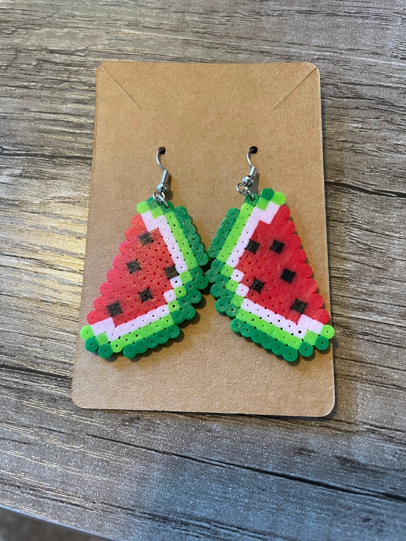 Watermelon Slice Earrings, Watermelon, Earrings, 8bit Earrings, Fruit ...