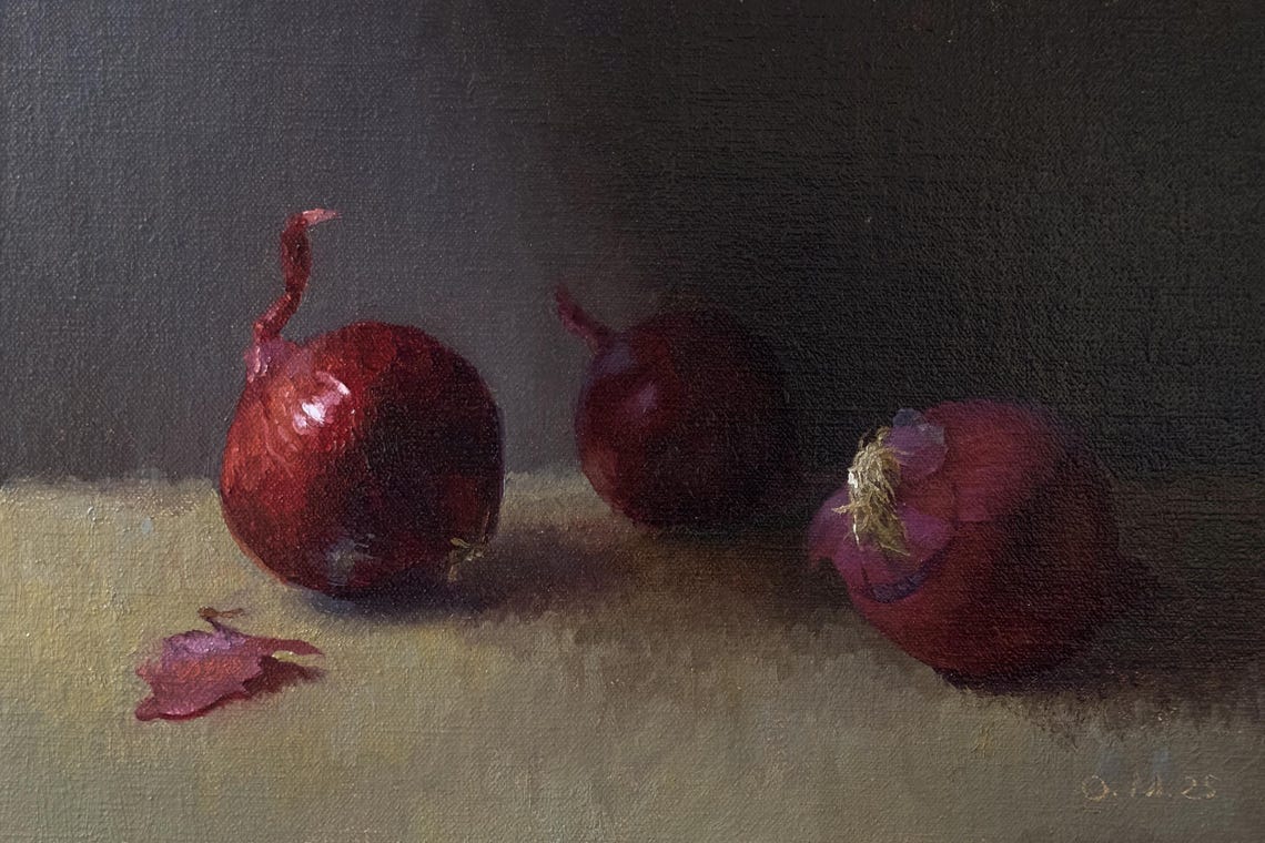 Original Oil Painting of Onion on Linen Panel | Dutch Old Masters Style ...