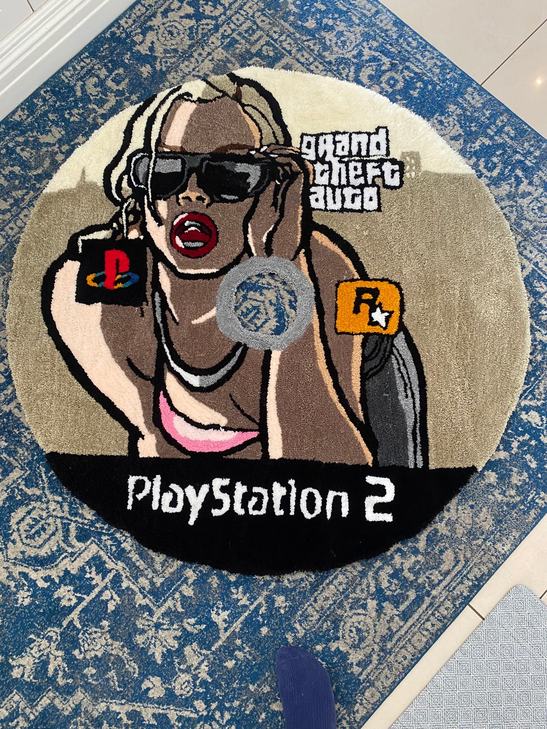 GTA Rug Gaming Rug Rug Handmade Tufted Rug CD Art - Etsy